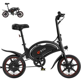 E-Bike DYU "DYU D3S", schwarz, Elektrofahrr&auml;der, 14 Zoll (35,56cm)