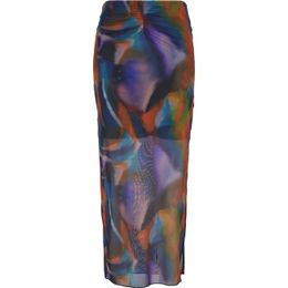 Sommerrock Urban Classics "Urban Classics Damen Ladies AOP Mesh Tube Skirt", Damen, Gr. S, multicolorreflection, 90% Polyester, 10% Elasthan, slim fit, R&ouml;cke
