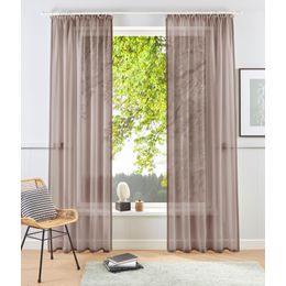 Gardine OTTO HOME "XANA" Gr. 2, braun (taupe), B:145cm H:175cm, Voile, Polyester, Gardinen, Gardine, Bestseller, einfarbig, 1 bzw. 2 Schals, pflegeleicht, Beststeller