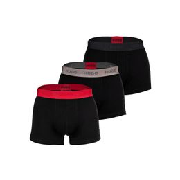 Boxershorts Hugo "Boxershort Trunk Triplet 3er Pack", Herren, Gr. XL, schwarz (schwarz, rot, grau), Obermaterial: 95% Baumwolle CO. 5% Elasthan EL., Unterhosen Boxershorts