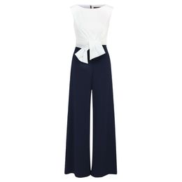 Jumpsuit Vera Mont "Jumpsuit mit weitem Bein", Damen, Gr. 40, EURO, blau (dunkelblau, wei&szlig;), Obermaterial: 95% Polyester PES. 5% Elasthan EL., Overalls Jumpsuit
