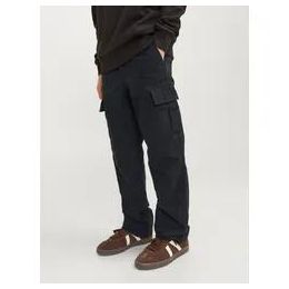 Jack & Jones Cargohose JACK & JONES JUNIOR "JPSTKANE praktisch, pflegeleicht, l&auml;ssig", Jungen, Gr. 170, N-Gr, schwarz, Web, Obermaterial: 100% Baumwolle, unifarben, relaxed fit kn&ouml;chellang, Hosen Cargohose, unifarben, modisch, relaxed fit, Web