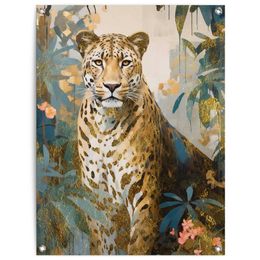 Poster Reinders "Gold Cat", gr&uuml;n (farbe bild(er): gr&uuml;n), B:60cm H:80cm T:0,1cm, Bilder, Poster, Garten - Dschungel - Blumen - Gr&uuml;n - Leinwand - Tiere - 60x80 cm