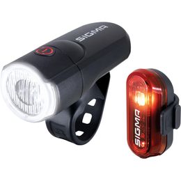 Fahrradbeleuchtung Sigma Sport "Aura 30 Frontlicht und Curve R&uuml;cklicht Beleuchtungsset", schwarz, Fahrradlampen