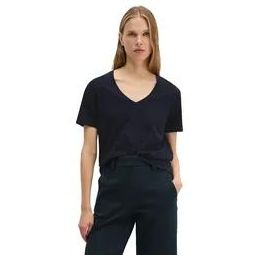 Marc O'Polo T-Shirt MARC O'POLO "aus Organic Cotton", Damen, Gr. L, blau (maniac midnight), Obermaterial: 100% Baumwolle, unifarben, Basic, regular fit, V-Ausschnitt, Shirts T-Shirt