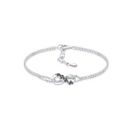 Armkette Elli DIAMONDS "Armband Infinity Diamant Schwarz Brillantschliff (0,195 ct) 925 Sterling Silber" Gr. 160, silber, Armb&auml;nder, Damen, Silber 925 (Sterlingsilber), Armkette
