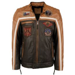Lederjacke Top Gun "Lederjacke TGJ1005", Herren, Gr. XXL, braun (schwarz braun, cognac), Obermaterial: 100% Lammleder LEL. Futter: 100% Baumwolle CO., Jacken Lederjacke
