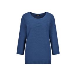 Rundhalspullover GOLDNER "Halbarm Baumwollpullover mit Struktur", Damen, Gr. 48, blau (royalblau), Obermaterial: 100% Baumwolle CO., Modisch, Pullover Rundhalspullover, Rundhalsausschnitt