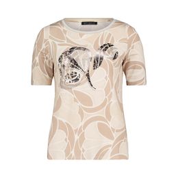 T-Shirt Betty Barclay "Printshirt mit Schmucksteinen", Damen, Gr. 46, bunt (taupe, nature), Obermaterial: 95% Viskose CV. 5% Elasthan EL., Shirts T-Shirt