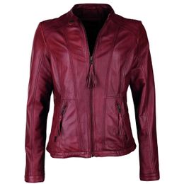 Bikerjacke JCC "Lederjacke 6011099-2", Damen, Gr. XS, rot, Obermaterial: 100% Lammnappaleder LANA. Futter: 100% Baumwolle CO., Jacken Bikerjacke