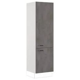Seitenschrank IMPULS K&Uuml;CHEN "Prag", Breite/H&ouml;he: 60/205,1 cm", grau (beton, optik schiefer dunkelgrau), B:60cm H:205,1cm T:57,6cm, Dekorfolie, Holzwerkstoff, Schr&auml;nke, Seitenschrank, vormontiert, mit Dreht&uuml;ren, mit verstellbaren Fachb&ouml;den
