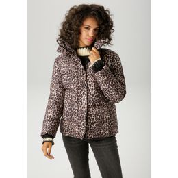 Aniston CASUAL Damen Steppjacke, braun, Gr. 44, bedruckt, Web, Obermaterial: 100% Polyester. Futter: 100% Polyester. Wattierung: 100% Polyester,