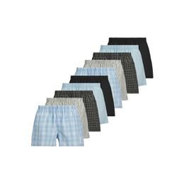 Jack & Jones Webboxer JACK & JONES "Web-Boxershorts JACMILANO WOVEN BOXERS 10 PACK 10er Pack", Herren, Gr. L, bunt (schwarz, grau, blau), Obermaterial: 100% Baumwolle CO., Unterhosen Webboxer