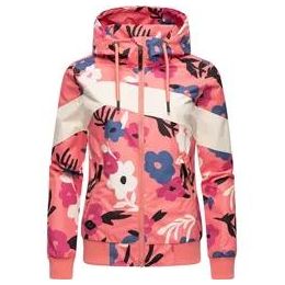 Outdoorjacke Ragwear "Nuggie Block Flower", Damen, Gr. XS (34), orange (koralle), Au&szlig;enmaterial: 100% Polyester. Innenfutter: 100% Polyester, gerade h&uuml;ftbedeckend, eng Rippstrickb&uuml;ndchen, Jacken Outdoorjacke, modische Damen Freizeitjacke mit floralem Print