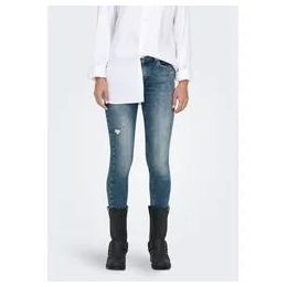 Skinny-fit-Jeans Only "ONLBLUSH MID SKIN ANK RW DNM REA593 NOOS", Damen, Gr. S (36), L&auml;nge 30, blau (special blau grau denim), Denim/Jeans, Obermaterial: 92% Baumwolle, 6% Elastomultiester, 2% Elasthan, unifarben, skinny fit kn&ouml;chellang, Jeans