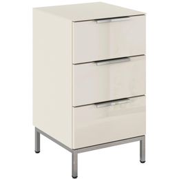 Nachtkommode Rauch "Nachttisch Nachtschrank Nachtkonsole FLIPP mit Glasfront", beige, glas beige (champagner), B:40cm H:71cm T:42cm, Holzwerkstoff, Sideboards, Nachtkommode, mit 3 Schubladen und Soft-Close-Funktion, Oberboden und Front Glas