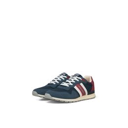 Jack & Jones Sneaker JACK & JONES "JFWSTELLAR", Herren, Gr. 43, navy kombiniert, Lederimitat, Mesh, kontrastfarbene Details, Schuhe Sneaker, Schn&uuml;rschuh, Halbschuh, Streetwear-Sneaker mit Profilsohle