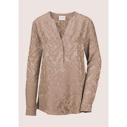 Madeleine Mode Langarmbluse MADELEINE "Bluse Lange Jacquard-Bluse", Damen, Gr. 34, beige (caramel), Obermaterial: 100% Viskose CV., Modern, normal, Blusen Langarmbluse