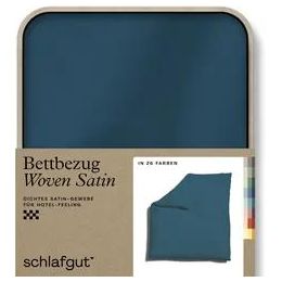 Bettbezug Schlafgut "Woven Satin", blau (petrol deep), B:200cm L:200cm, Mako-Satin, Obermaterial: 100% Baumwolle, Bettbez&uuml;ge, besonders dicht gewebt, Mix & Match: passender Kissenbezug erh&auml;ltlich