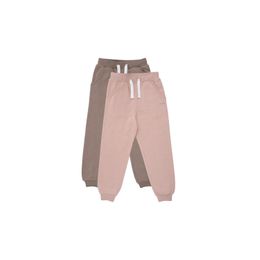 Sweathose Minymo "Sweathose MIGirls - Sweat pant (2-pack)", M&auml;dchen, Gr. 116, N-Gr, braun (fossil), Obermaterial: 60% Baumwolle CO. 40% Polyester PES., Hosen Sweathose