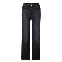 Stretch-Jeans GOLDNER "Denim Jeans mit weitem Bein", Damen, Gr. 40, N-Gr, schwarz, Obermaterial: 83% Baumwolle CO. 15% Polyester PES. 2% Elasthan EL., Jeans Stretch-Jeans