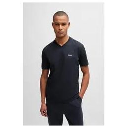T-Shirt BOSS Green "Tee V", Herren, Gr. L, blau (dunkelblau402), Single Jersey, Obermaterial: 95% Baumwolle, 5% Elasthan, unifarben, regular fit normal, V-Ausschnitt, eingesetzt eingefasste Kante, Shirts T-Shirt, mit V-Ausschnitt