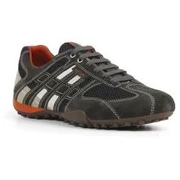 Sneaker Geox "U SNAKE", Herren, Gr. 47, grau (dunkelgrau), Textil, Veloursleder, Schuhe Sneaker, Freizeitschuh, Schn&uuml;rschuh mit Geox Spezial Membran
