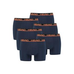 Boxershorts Head "Boxershort Basic Boxer 2P 6er Pack", Herren, Gr. XL, blau (dunkelblau, orange), Obermaterial: 95% Baumwolle CO. 5% Elasthan EL., Unterhosen Boxershorts