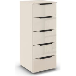 Schubkastenkommode Rauch "Highboard Sideboard Kommode MONTCLAR Frontauswahl Dekor/Hochglanz/Glas", beige, glas beige (champagner), griffe schwarz, B:40cm H:100cm T:42cm, Holzwerkstoff, Sideboards, Schubkastenkommode, mit 5 ger&auml;umigen Schubladen, viele Griffvarianten MADE IN GERMANY