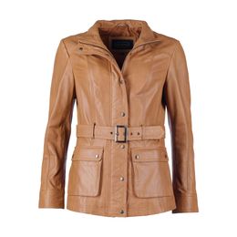 Bikerjacke JCC "Lederjacke R6382", Damen, Gr. 38, braun (cognac), Obermaterial: 100% Lammnappaleder LANA. Futter: 100% Polyester PES., Jacken Bikerjacke
