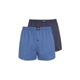 Webboxer Jockey "Web-Boxershorts Everyday Striped Boxer Woven 2er Pack", Herren, Gr. L, blau, Obermaterial: 100% Baumwolle CO., Unterhosen Webboxer