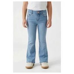 Bootcut-Jeans KIDS Only "KOGROYAL LIFE REG FLARED PIM020", M&auml;dchen, Gr. 140, N-Gr, blau (light blau denim), Denim/Jeans, Obermaterial: 69% Baumwolle, 29% Polyester, 2% Elasthan, unifarben, skinny fit kn&ouml;chellang, Jeans