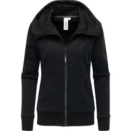 Kapuzensweatjacke Ragwear "Kapuzensweatjacke Neskia Zip", Damen, Gr. XS, schwarz, Obermaterial: 70% Baumwolle CO. 30% Polyester PES., Sweatjacken Kapuzensweatjacke