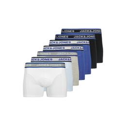 Jack & Jones Boxershorts JACK & JONES "Boxershort JACHUDSON SOLID TRUNKS 7 PACK 7er Pack", Herren, Gr. M, bunt (schwarz, blau, grau, wei&szlig;), Obermaterial: 95% Baumwolle CO(Bio). 5% Elasthan EL., Unterhosen Boxershorts