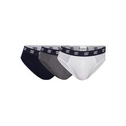 Slip CR7 "Slip CR7 Basic, Slip, 3-pack 3er Pack", Herren, Gr. M, bunt (wei&szlig;, grau, dunkelblau), Obermaterial: 95% Baumwolle CO. 5% Elasthan EL., Unterhosen Slip