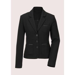Madeleine Mode Kurzblazer MADELEINE "Blazer Blazer aus Struktur-Jersey", Damen, Gr. 48, schwarz, Obermaterial: 65% Polyester PES. 30% Viskose CV. 5% Elasthan EL., Modern, normal, Blazer Kurzblazer