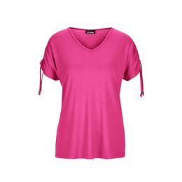 Kurzarmshirt GOLDNER "Kurzarm Viskose-Oberteil", Damen, Gr. 38, pink, Obermaterial: 95% Viskose CV. 5% Elasthan EL., figurumspielend, Sonstiges, Shirts Kurzarmshirt, strechbequeme Viskosejersey