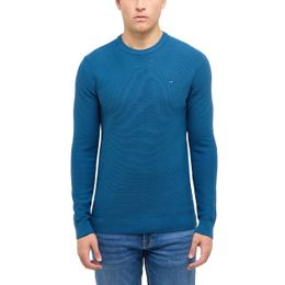 Cardigan Mustang "Herren Style Elliot", Herren, Gr. XL, mittelblau, Strick, 100% Baumwolle, regular fit, Rundhals, Strickjacken Cardigan
