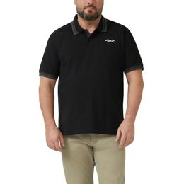Poloshirt, Herren, Gr. 3XL, schwarz, Jersey, Obermaterial: 95% Baumwolle, 5% Elasthan, s.Oliver MEN BIG SIZES, unifarben, regular fit normal, ohne Ausschnitt, kontrastfarben, Shirts, mit Logo Print