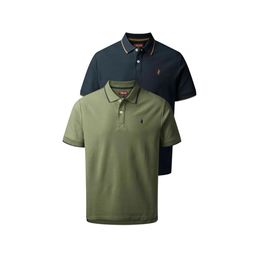 MCS Herren Kurzarmhemd "MCS Polo shirt MCRiver 2-pack"schwarz sapphire, beetle, Gr. M, Obermaterial: 100% Baumwolle, Hemden