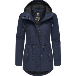 Wintermantel Ragwear "Winterjacke Monadis Black Label", Damen, Gr. 3XL, blau (navy22), Obermaterial: 65% Polyester PES. 35% Baumwolle CO. Obermaterial: Futter: 100% Polyester PES. 100% Polyester PES., M&auml;ntel Wintermantel