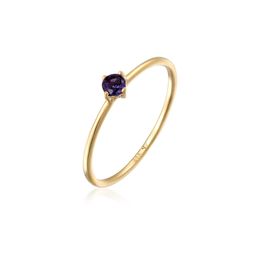 Silberring Elli Premium "Ring Solit&auml;r mit Lolite Edelstein Lila 375 Gelbgold" Gr. 54, lila (violett), Fingerringe, Damen, 54, Gelbgold 375, Silberring