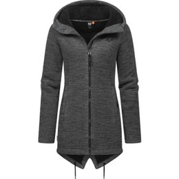 Kapuzensweatjacke Ragwear "Kapuzenstrickjacke Wingi Melange", Damen, Gr. M, grau (dunkelgrau), Obermaterial: 56% Baumwolle CO. 44% Polyester PES. Futter: 100% Polyester PES., Sweatjacken Kapuzensweatjacke