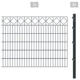 Doppelstabmattenzaun Arvotec "ESSENTIAL 120 zum Einbetonieren "Karo" mit Zierleiste", grau (anthrazit), H:120cm, Kunststoff, Stahl, Zaunelemente, Zaunh&ouml;he 120 cm, Zaunl&auml;nge 2 - 60 m