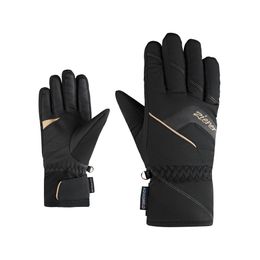 Multisporthandschuhe Ziener "KARION-Z AS glove lady", Damen, Gr. 6,5, schwarz (schwarz.gold art), Materialmix, Handschuhe Multisporthandschuhe