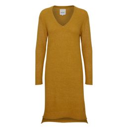 Strickkleid oxmo "Strickkleid OXIda", Damen, Gr. XS, N-Gr, gelb (honey mustard melange), Obermaterial: 74% Polyacryl PAN. 23% Nylon NY. 3% Elasthan EL., Kleider Strickkleid