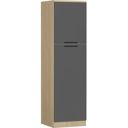 Vorratsschrank KOCHSTATION "Luna, Hochschrank, K&uuml;chenvorratsschrank, Speiseschrank, Made in Italy", anthrazit, eiche chopinfarben, B:60cm H:214,5cm T:60cm, Schr&auml;nke, Vorratsschrank, B/T/H: 60&times;60&times;214,5 cm, mit 6 gro&szlig;z&uuml;gigen F&auml;chern