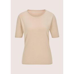 Madeleine Mode Longpullover MADELEINE "Strickshirt Sommerpulli mit Rollkante", Damen, Gr. 34, beige (beige, melange), Obermaterial: 46% Modal CMD. 40% Polyacryl PAN. 14% Polyamid PA., Modern, schmal, Pullover Longpullover, schmale Rippenabschl&uuml;sse