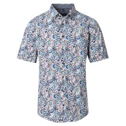 Kurzarmhemd Casamoda "Casamoda Freizeithemd Kurzarm Print", Herren, Gr. M, Normalgr&ouml;&szlig;en, blau, 100% Baumwolle, bedruckt, l&auml;ssig geschnitten, Hemden