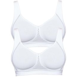 Sport-BH SuSa "2er Pack Sport BH Move medium", Damen, Gr. 90, Cup E, wei&szlig; (wei&szlig; wei&szlig;), Obermaterial: 49% Polyamid PA. 33% Polyester PES. 18% Elasthan EL., BHs Sport-BH